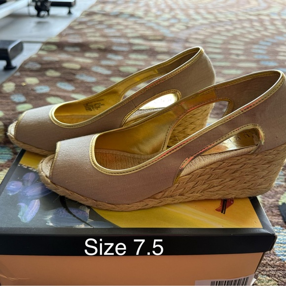 Ralph Lauren | Shoes | Ralph Lauren Beige Wedge Shoes | Poshmark